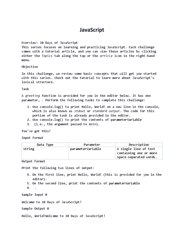 JavaScript Hackerrank | PDF