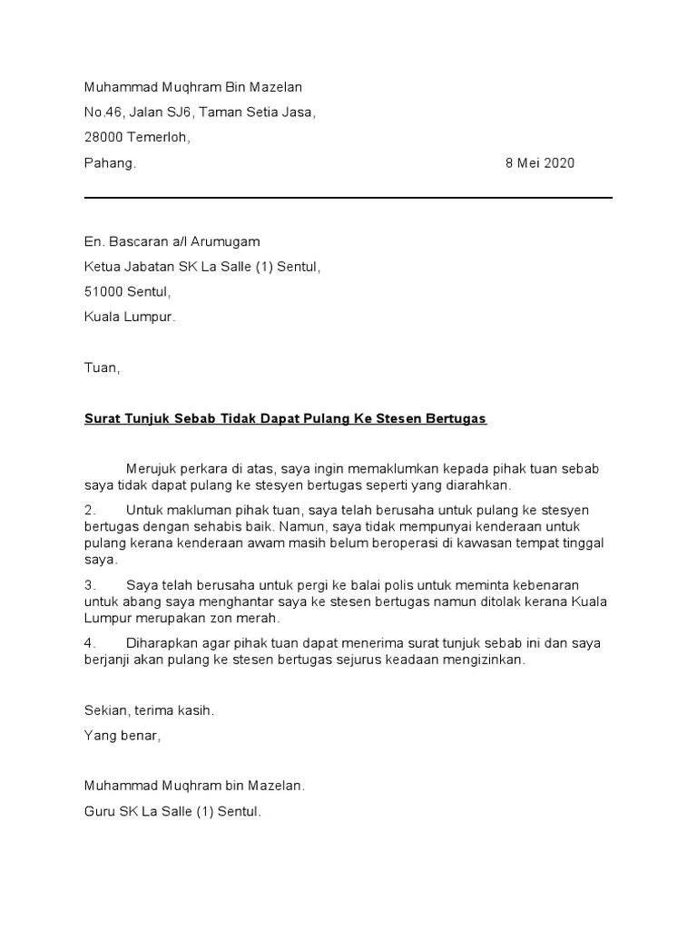 Surat Tunjuk Sebab | PDF
