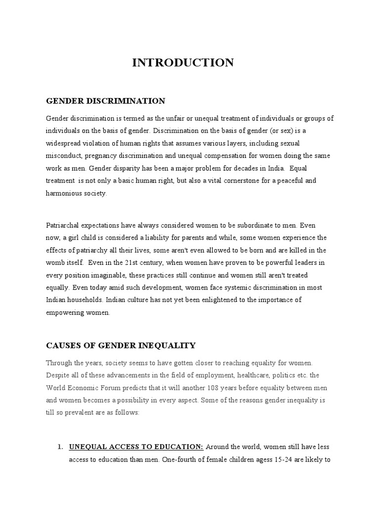 An In-Depth Exploration of Gender Discrimination, its Causes, Effects ...