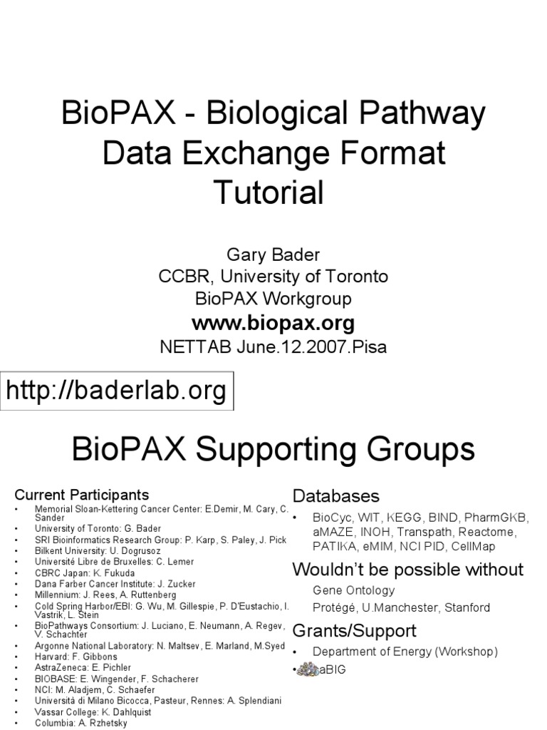 Biopax - Biological Pathway Data Exchange Format Tutorial | PDF | Protein–Protein Interaction ...