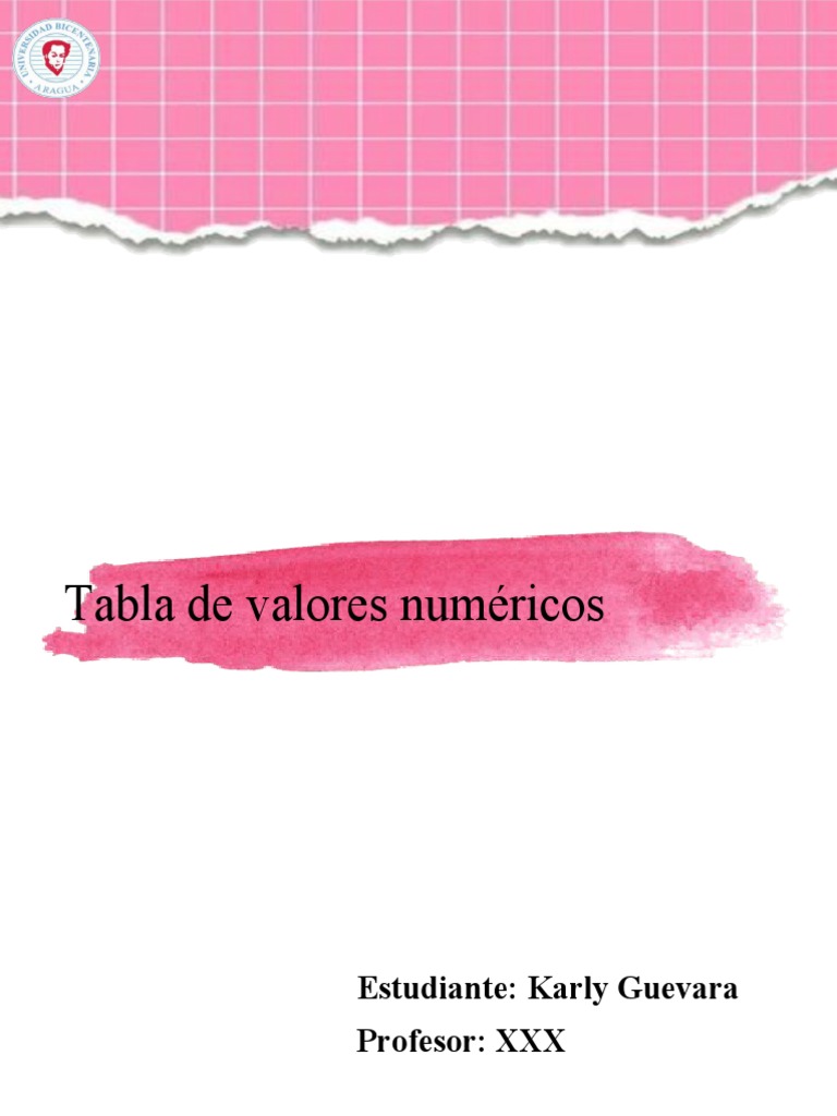 Tabla de Valores Numericos | PDF
