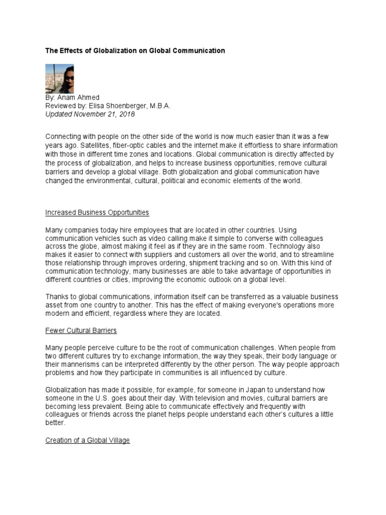 The Effects of Globalization On Global Communication: Updated November ...