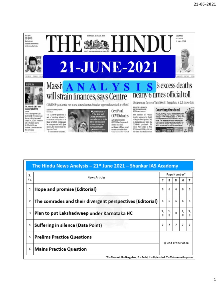 June 2021 News Analysis Summary | PDF | Government | Policy
