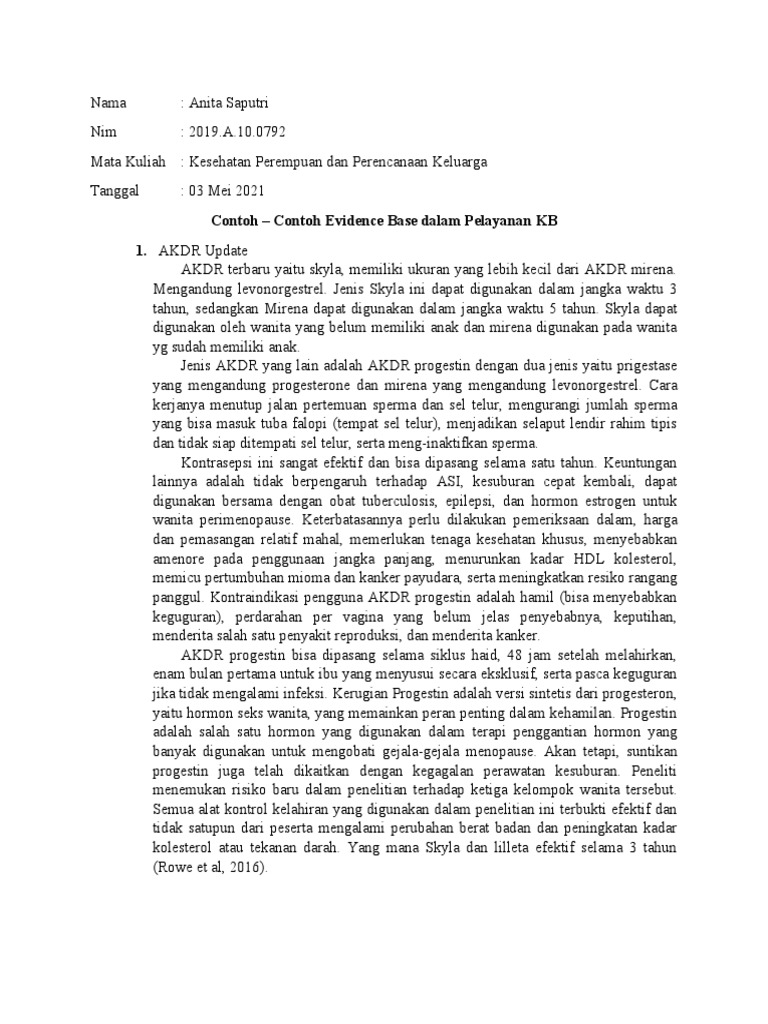 Anita Saputri (2019.a.10.0792) Contoh Evidence Base Kb. | PDF