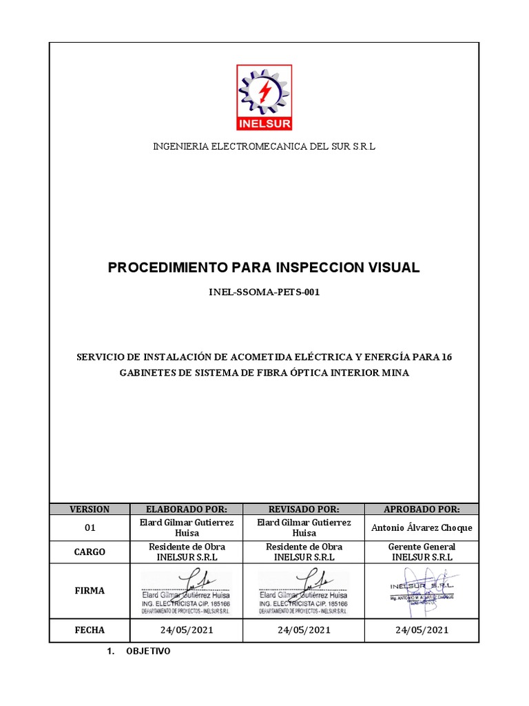 Inel-Ssoma-Pets-001 Procedimiento para Inspeccion Visual | PDF ... Inel-Ssoma-Pets-001 Procedimiento para Inspeccion Visual | PDF ...
