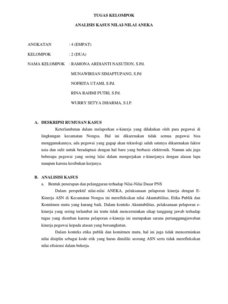 Tugas Kelompok Analisis Kasus | PDF | Teknologi & Rekayasa