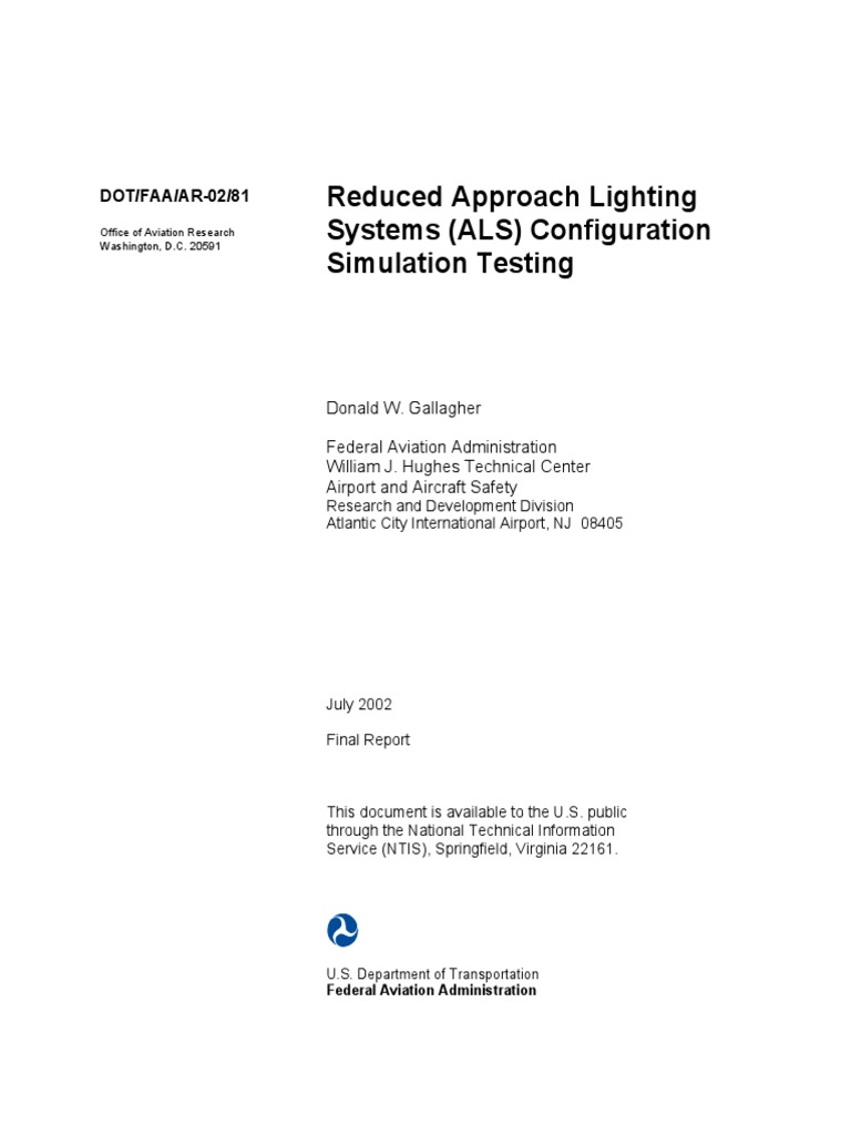 FAA: Reduced Approach Lighting Systems (ALS) Configuration Simulation ...