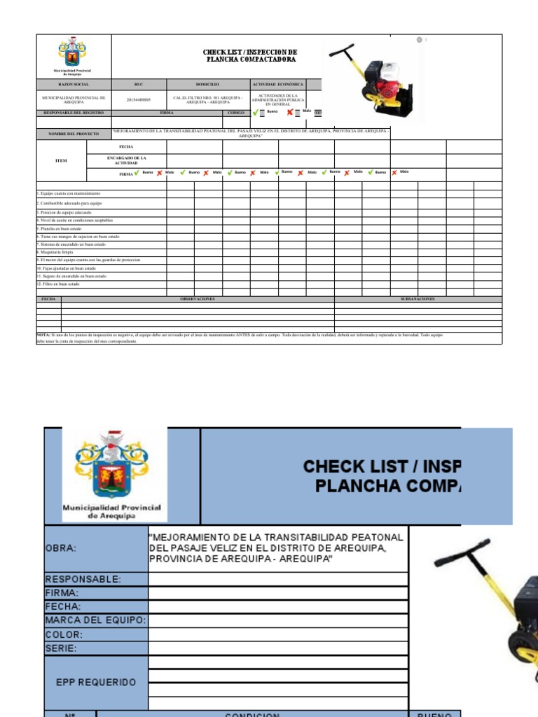 Check List PLANCHA COMPACTADORA | PDF | Business