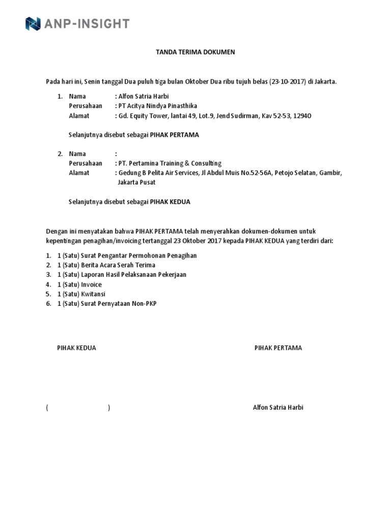 Tanda Terima Dokumen | PDF