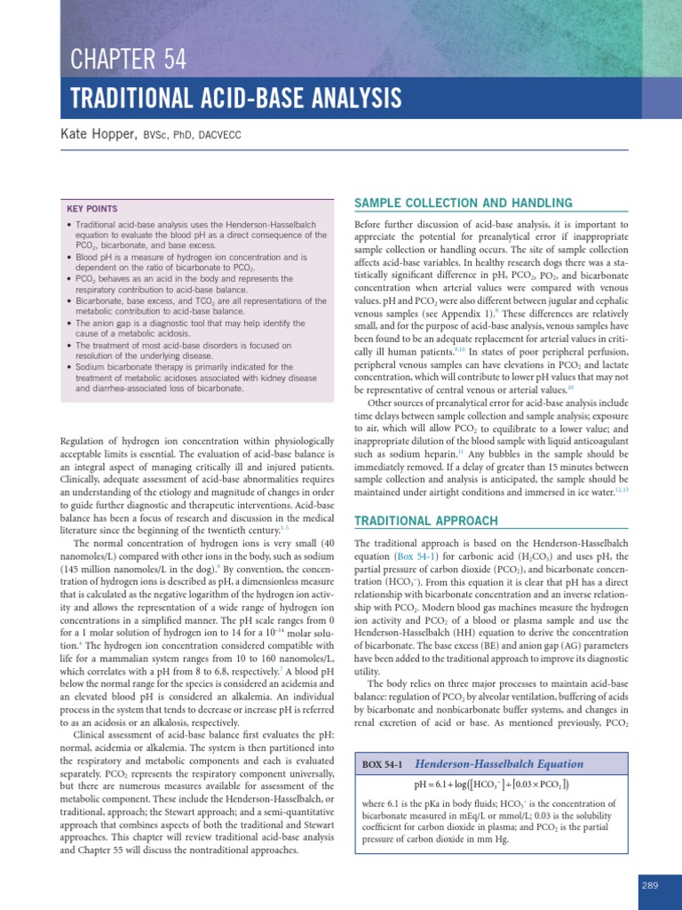Traditional Acid-Base Analysis: Kate Hopper | PDF | Bicarbonate ...