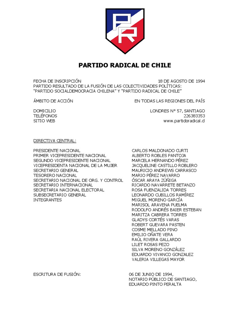Historia y Estructura del Partido Radical | PDF | Chile | Política ...