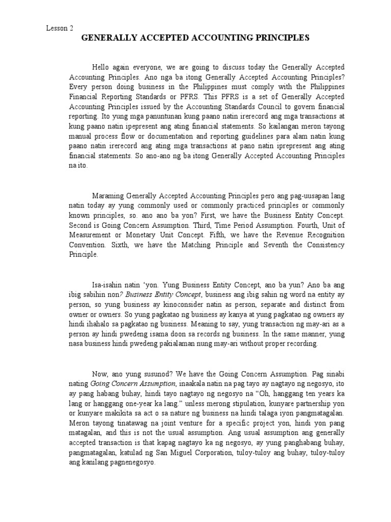 Lesson 2 Generally Accepted Accounting Principles | PDF | Revenue ...