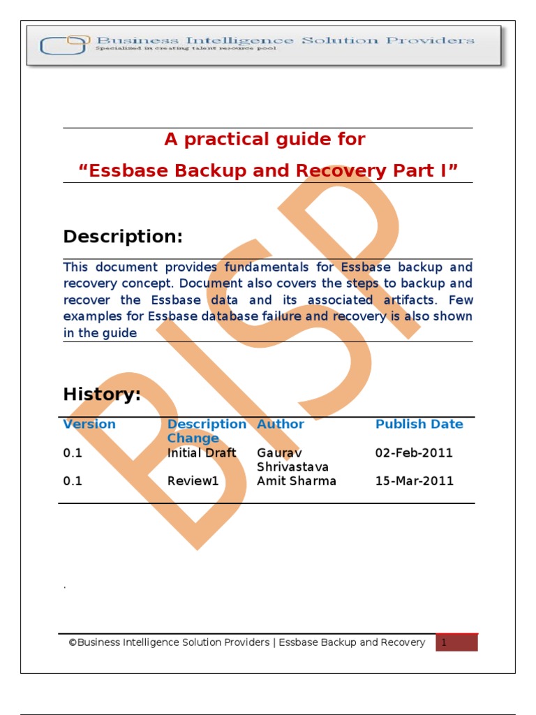Essbase Backup And Recovery Pdf Backup Computer File