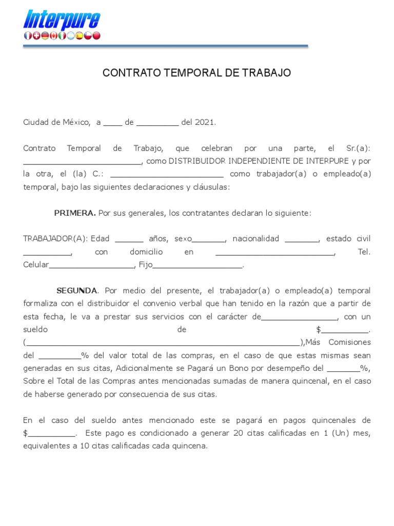 Contrato Temporal de Trabajo | PDF