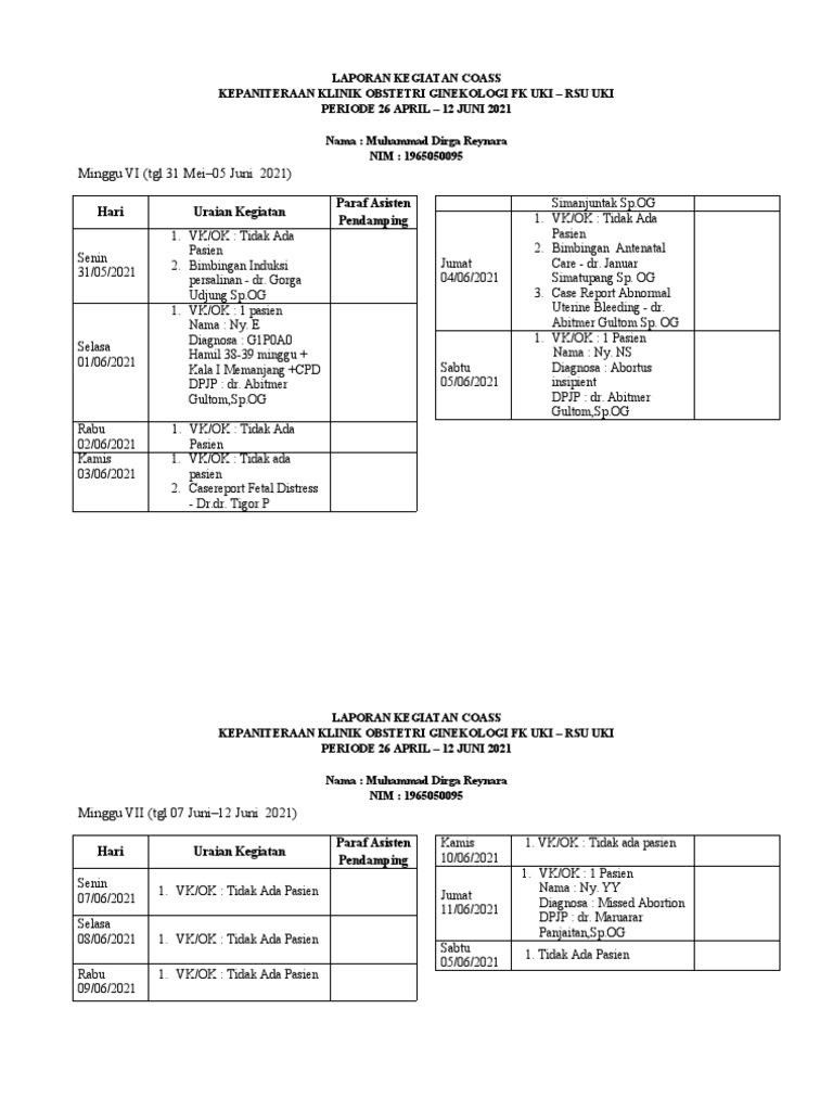 Laporan Kegiatan Minggu 6 Rey | PDF