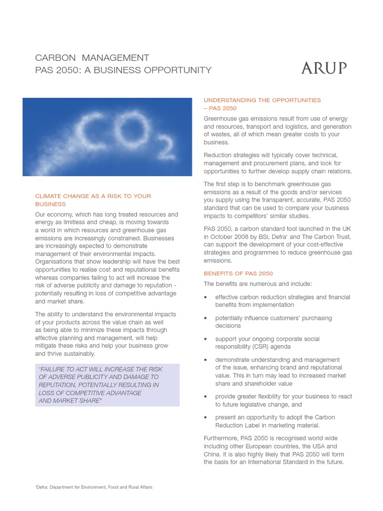 Arup Carbon Management PAS 2050 A Business Opportunity 29 Oct 09 ...