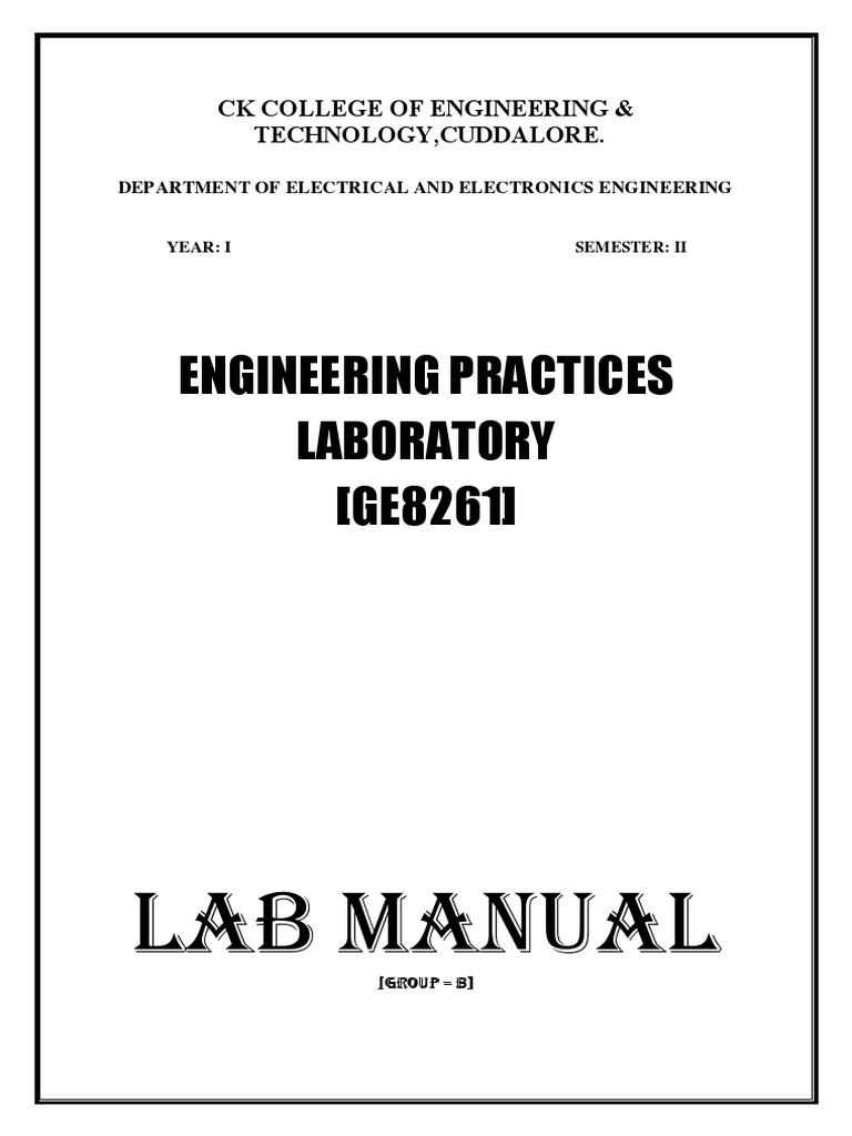 Engineering Practices Laboratory (GE8261) : Lab Manual | PDF | Rectifier | Logic Gate