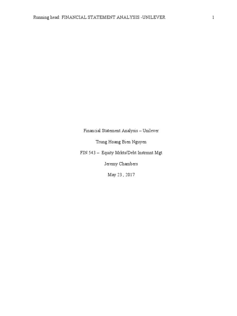 Financial Statement Analysis Unilever | PDF | Leverage (Finance ...