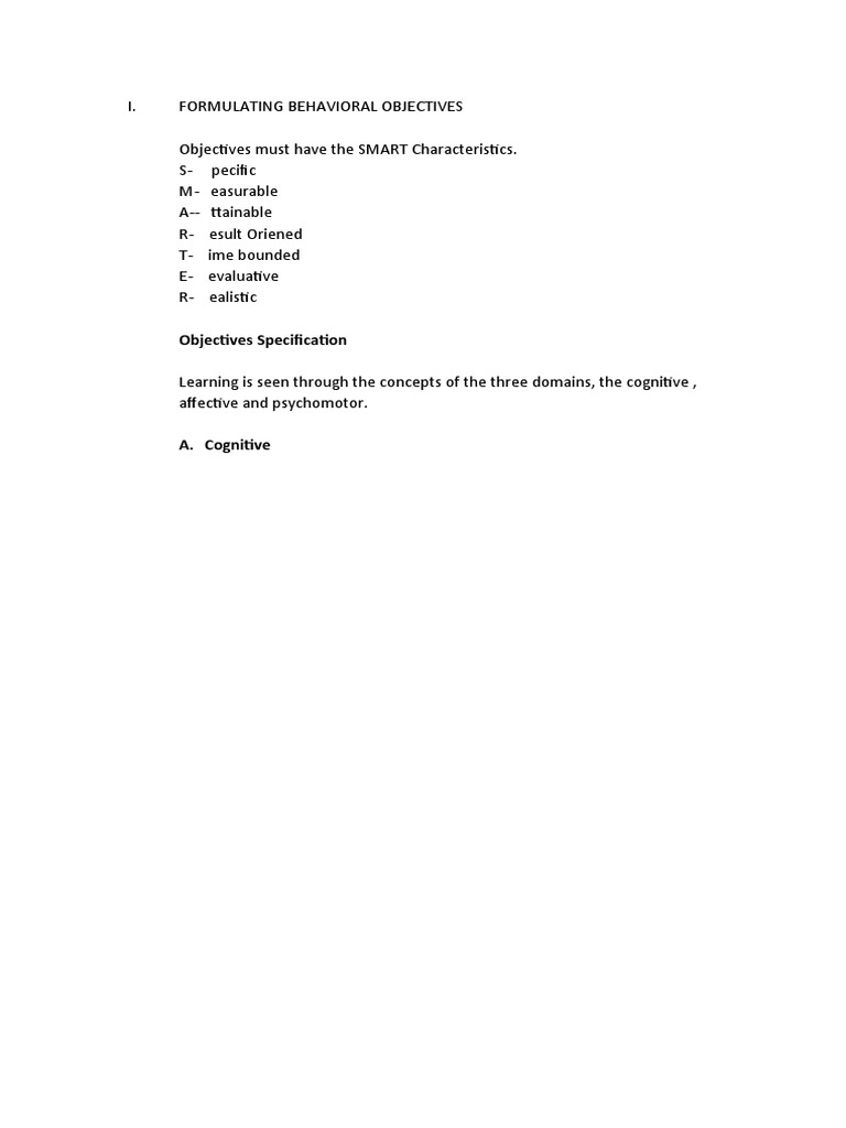Formulating Behavioral Objectives | PDF