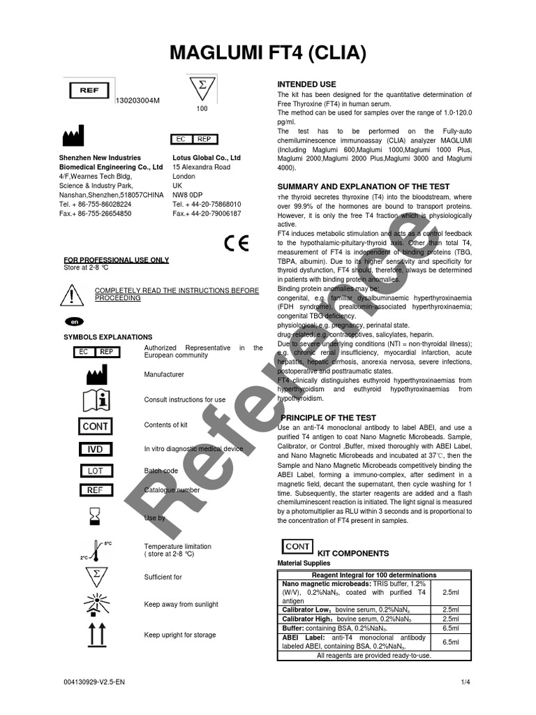Reference: Maglumi Ft4 (Clia) | PDF | Clinical Medicine | Medical ...