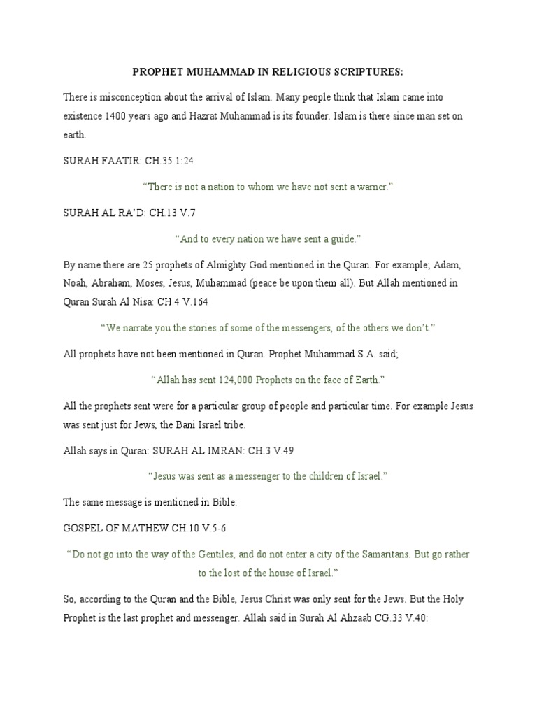 Prophet Muhammad in Religious Scriptures | PDF | Prophets And ...