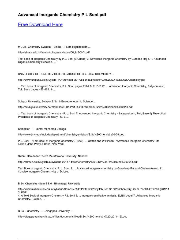 Advanced Inorganic Chemistry by P.L. Soni | PDF | Natural Sciences ...
