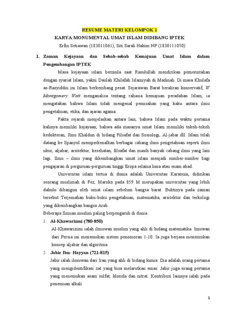 Resume Materi Aik I | PDF