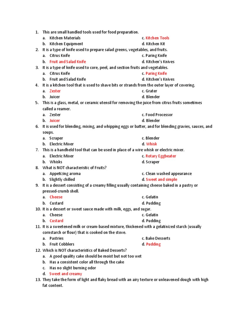 Periodical Exam | PDF | Custard | Desserts