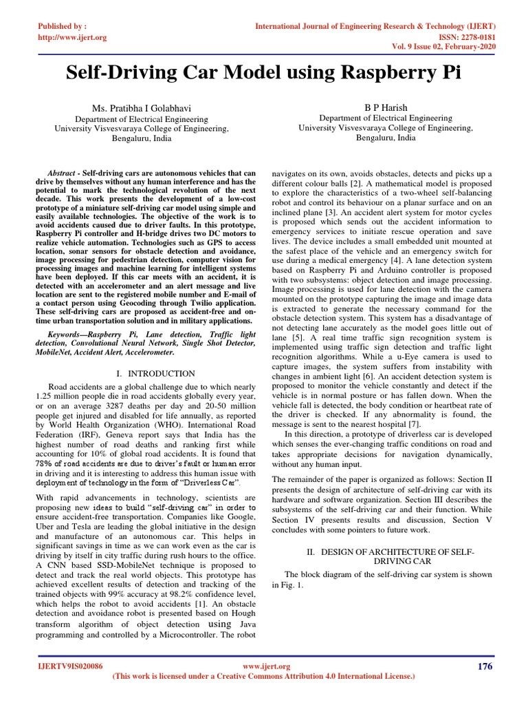 Self Driving Car Model Using Raspberry Pi IJERTV9IS020086 | PDF ...