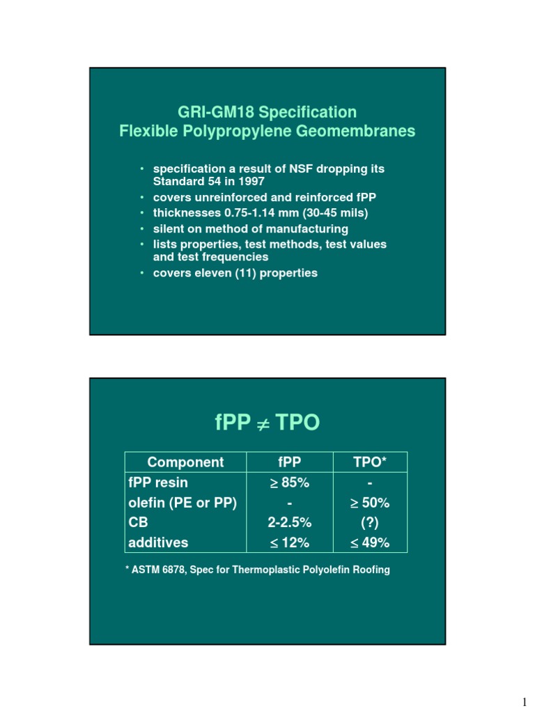 FPP TPO: GRI-GM18 Specification Flexible Polypropylene Geomembranes ...