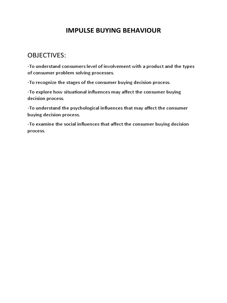 Impulse Buying Behaviour | PDF | Consumer Behaviour | Behavior