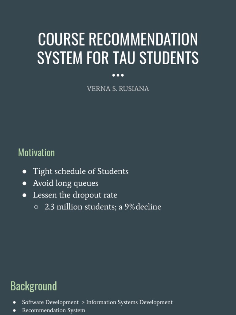 Course Recommendation System for TAU Students | PDF | User (Computing ...