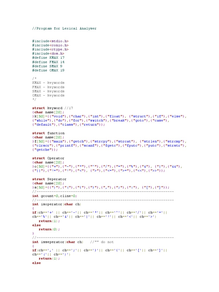 Program For Lexical Analyser Pdf Software Development Computer