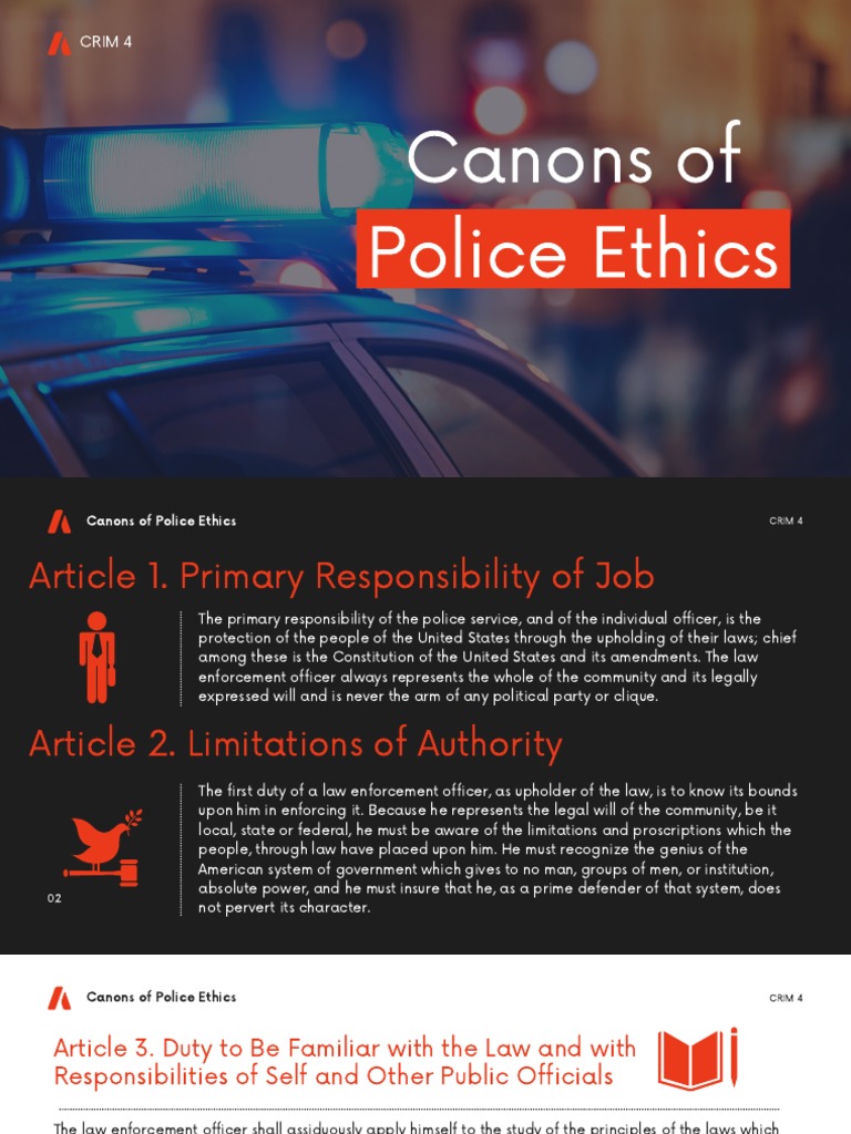 Canons of Police Ethics Explained | PDF | Police Officer | Police
