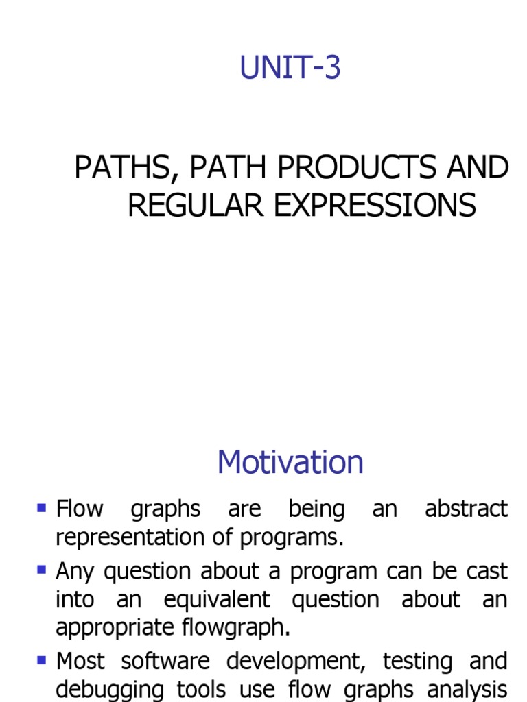 Paths, Path Products and Regular Expressions: UNIT-3 | PDF | Control Flow | Vertex (Graph Theory)
