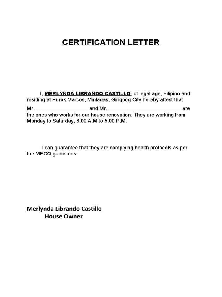 Certification Letter Panday | PDF | Law