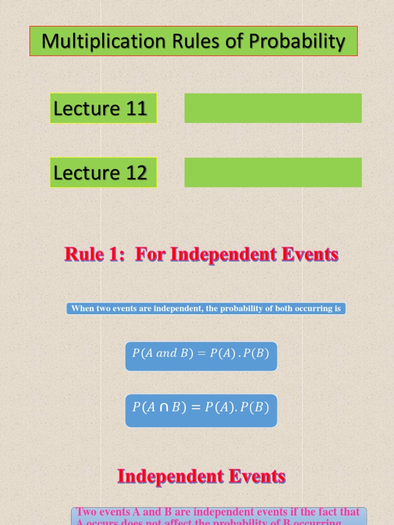Multiplication Rules of Probability Explained | PDF | Probability | Probability And Statistics