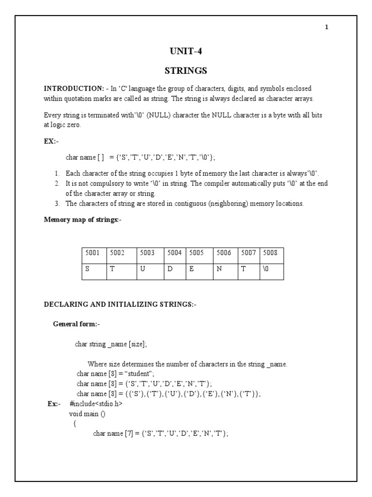 Vignan CP UNIT-4 Strings | Download Free PDF | Parameter (Computer Programming) | String ...