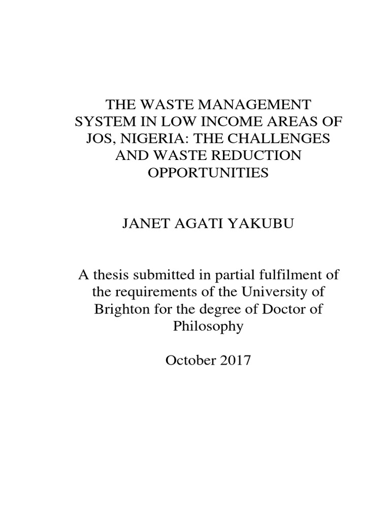 Janet Thesis Final Thesis | PDF | Waste Management | Municipal Solid Waste