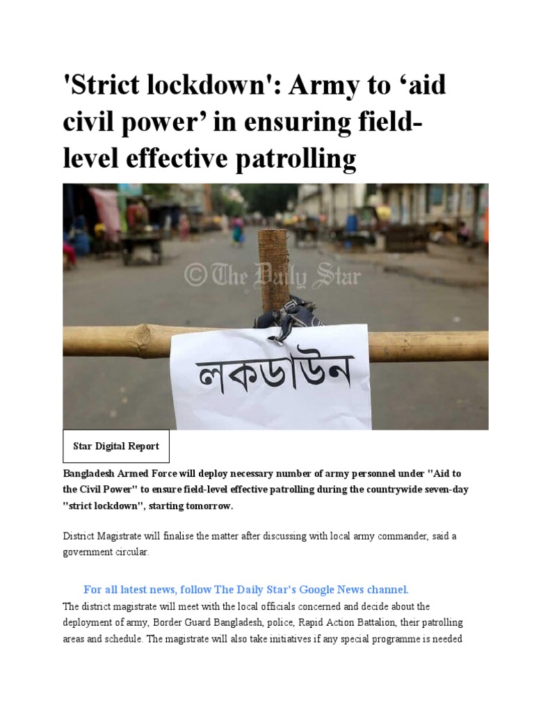Army to Aid Civil Power During Lockdown | PDF | Finance & Money Management