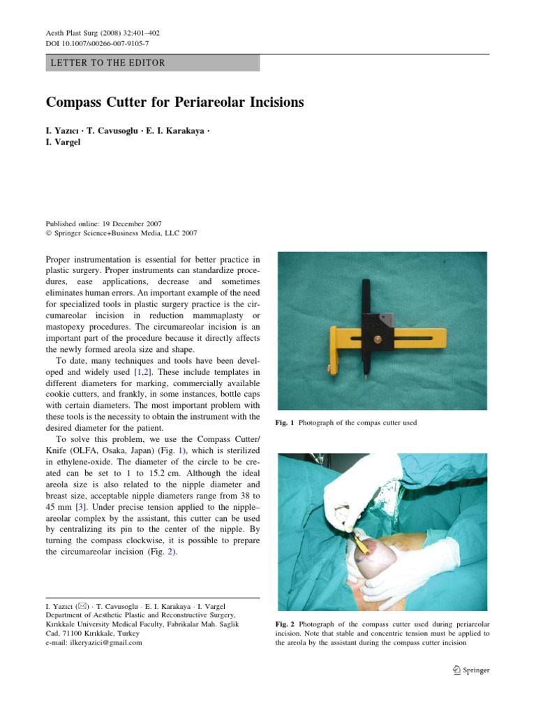Compass Cutter For Periareolar Incisions | PDF | Secondary Sexual ...
