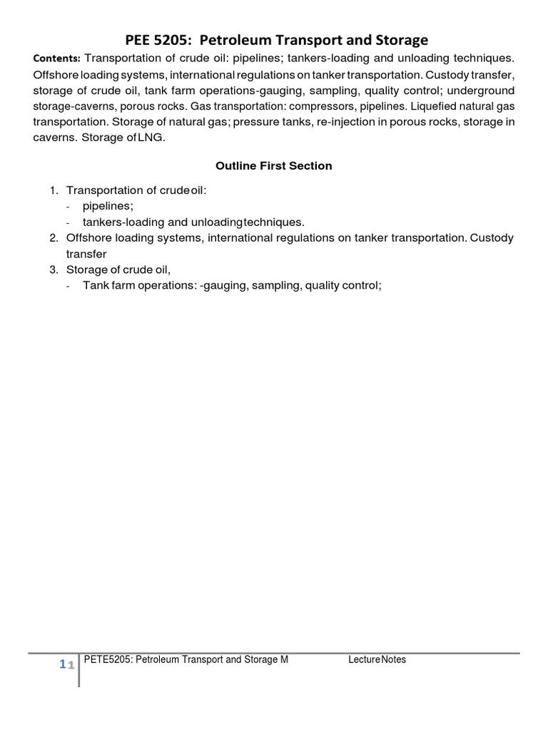 Notes On Petroleum Transport and Storage | PDF | Oil Tanker | Pipeline ...