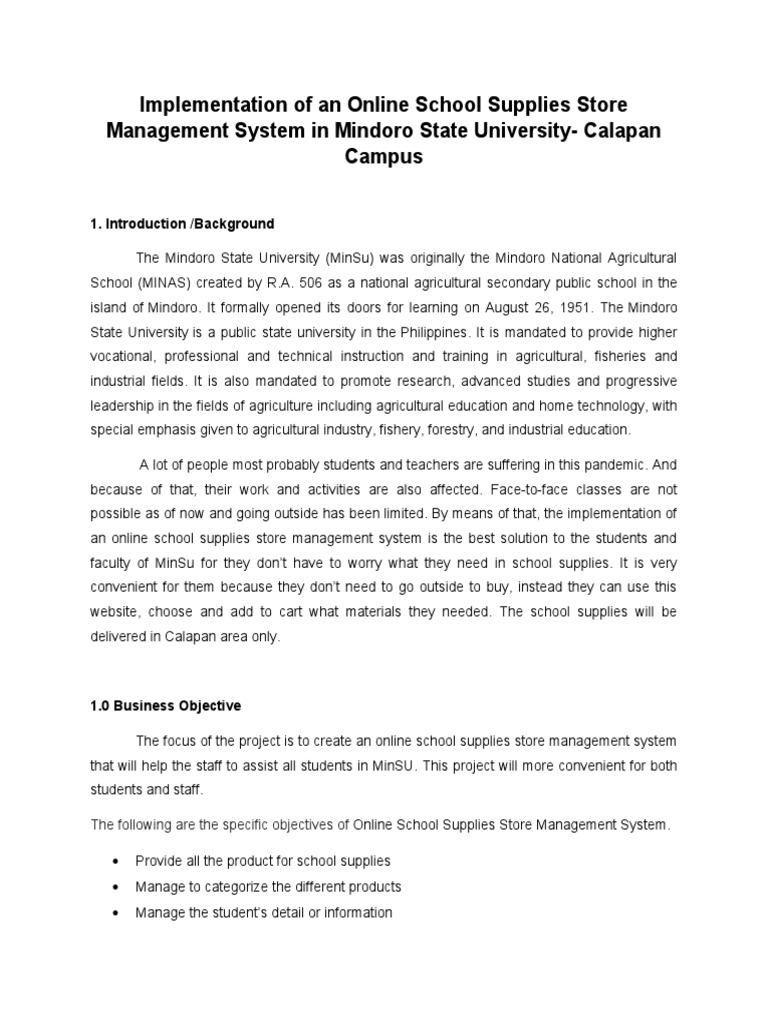 Online School Supplies Store for MinSu | PDF | Schools | Communication