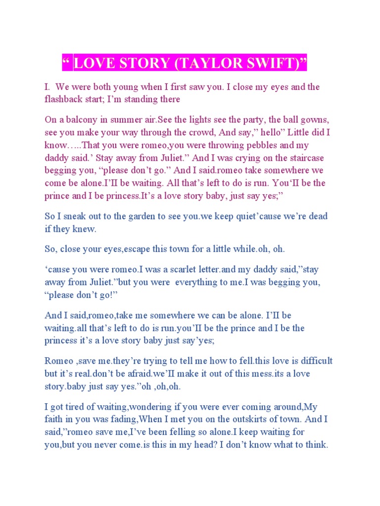 Taylor Swift's Love Story Lyrics | PDF | Poetry