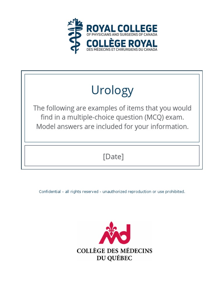 Urology MCQs with Model Answers | PDF | Urinary Incontinence | Multiple ...