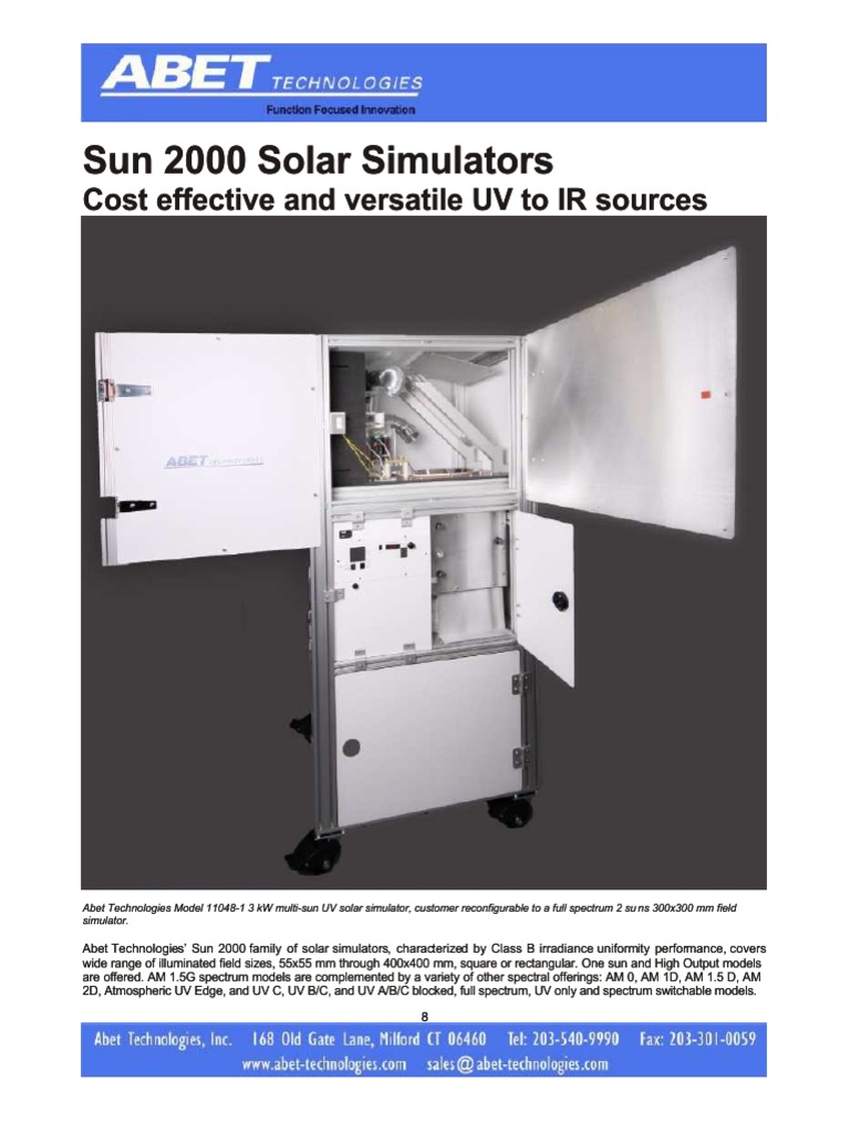 Sun 2000 Solar Simulators Guide | PDF | Ultraviolet | Sun