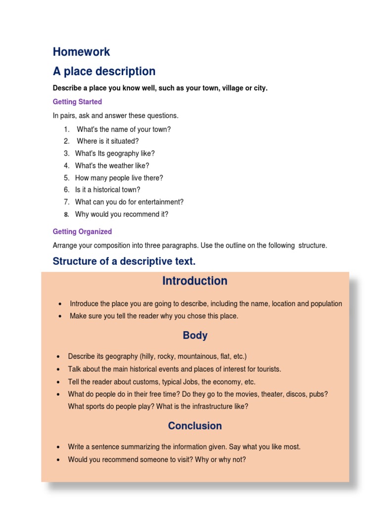 Homework of A Place Description | PDF | Travel | Language Arts & Discipline