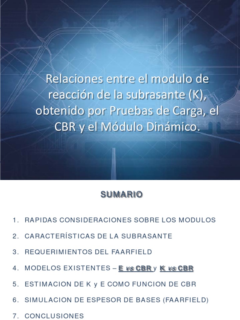 Relaciones Entre El Modulo de Reacción de La Subrasante (K), Obtenido Por Pruebas de Carga, El ...