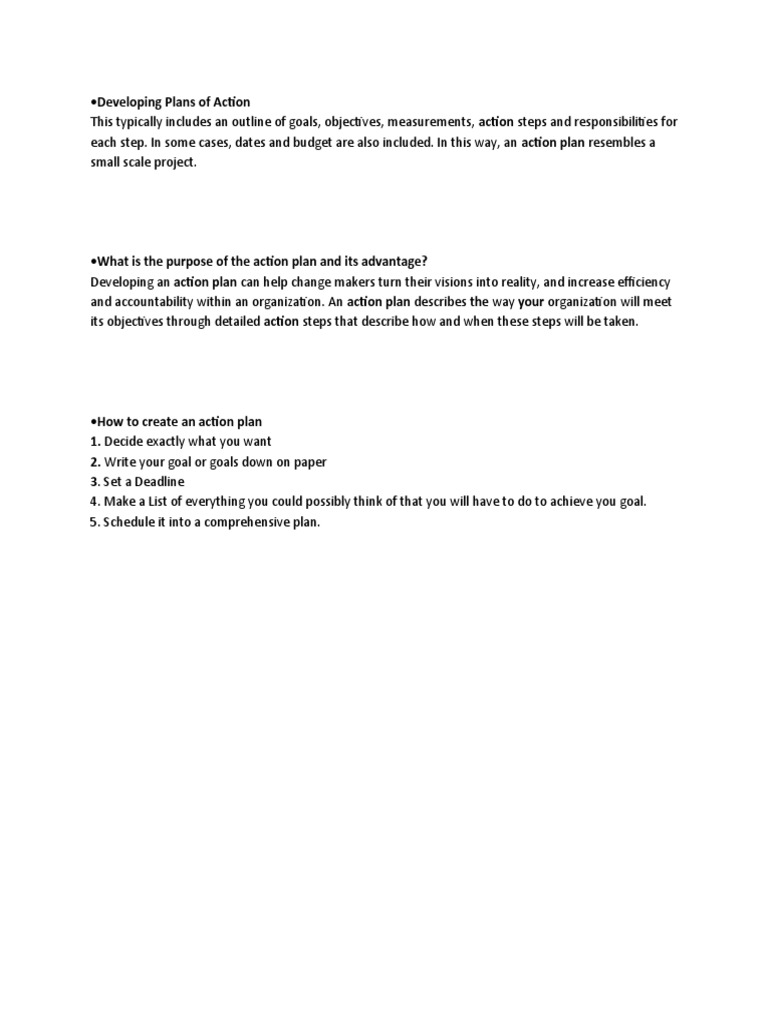 Developing Plans of Action | PDF