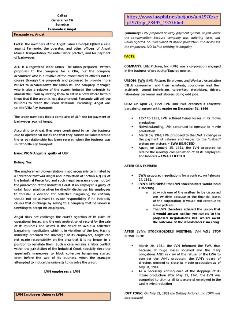 Case Digests For Labrel Submitted Sep 16 17 | PDF | Unfair Labor Practice | Collective Bargaining